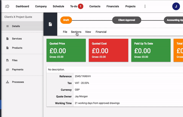 How to create, edit or delete a section in a quote? – Archdesk