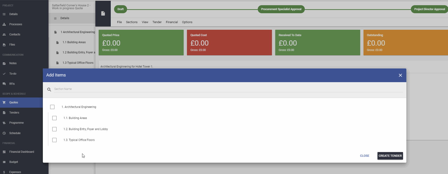 How to create the Tender? – Archdesk