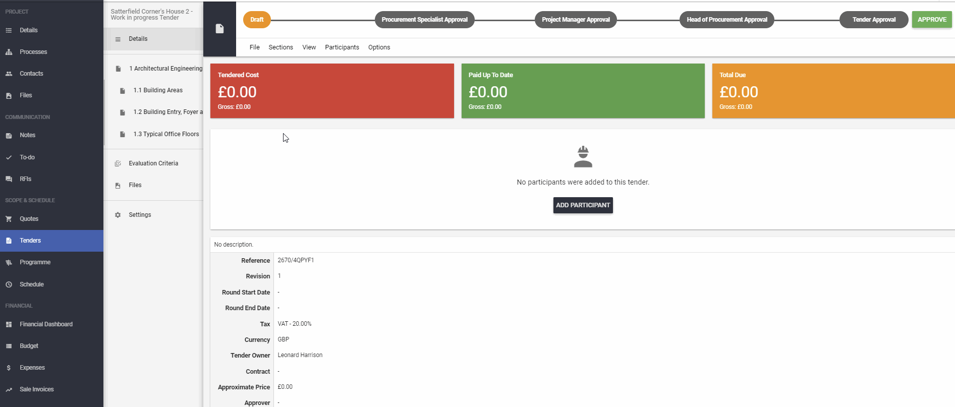 How to create the Tender? – Archdesk