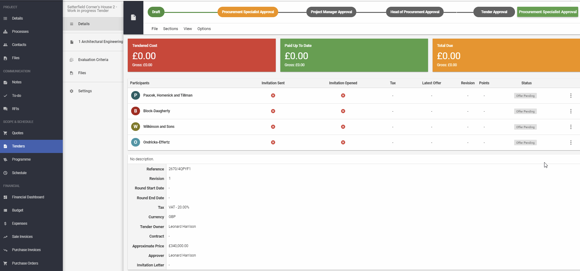 How to send an invitation of the Tender to the participant? – Archdesk