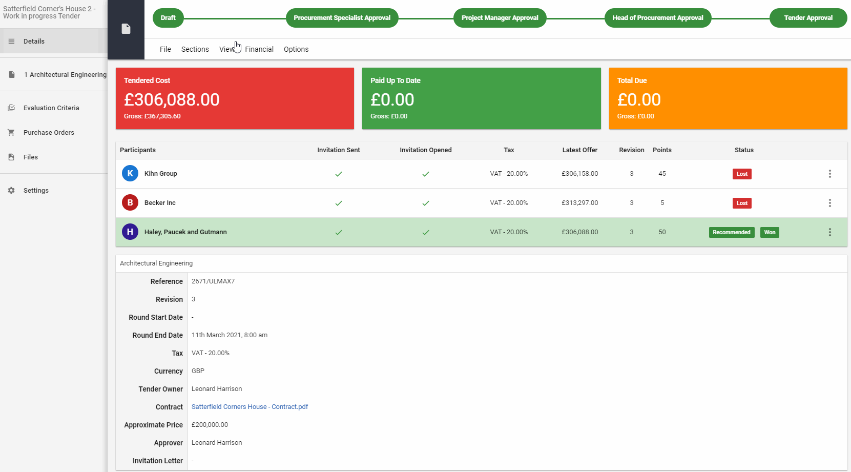 How to finalize a Tender? – Archdesk
