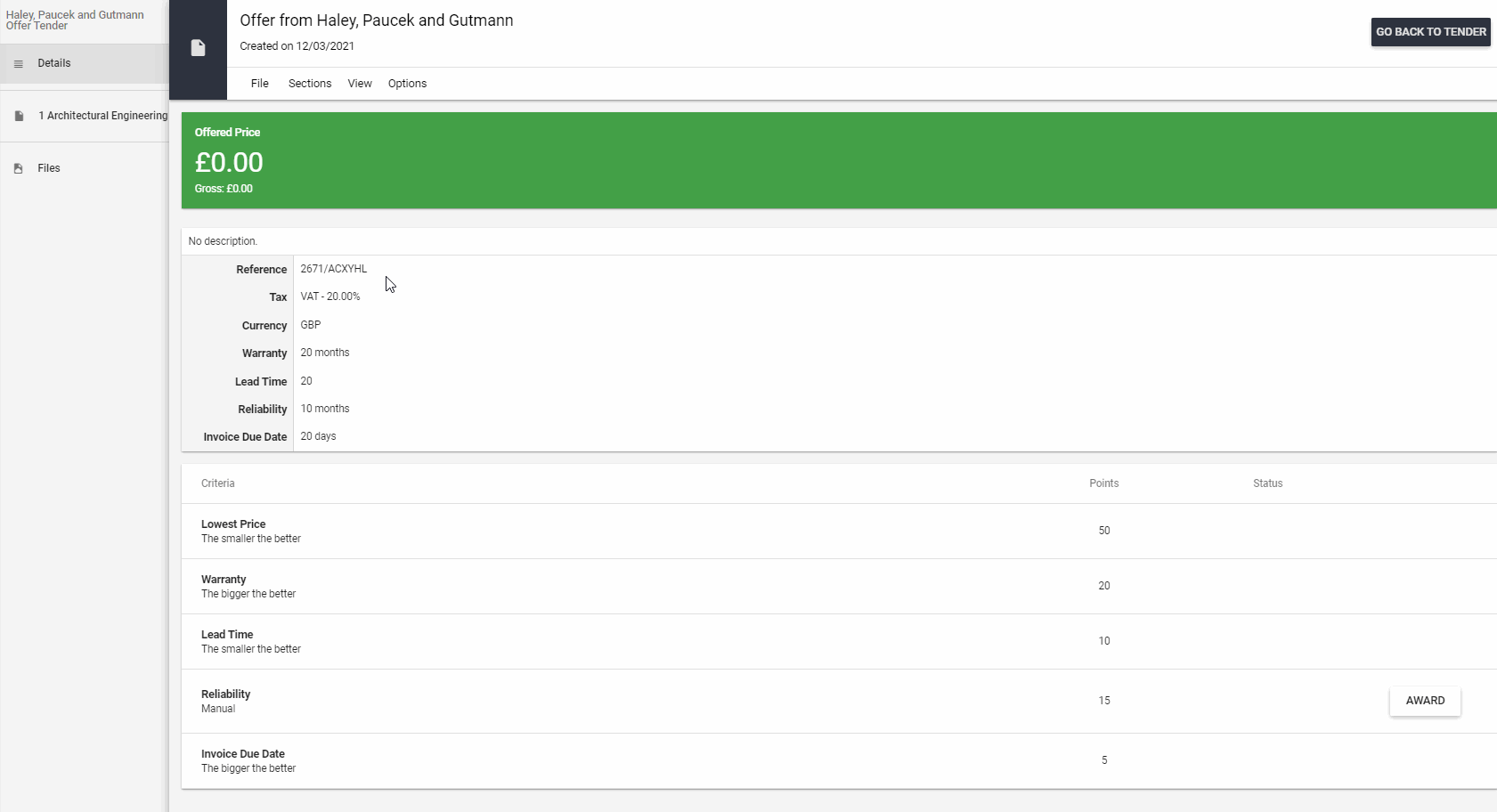 How to add the Tender offers from the suppliers? – Archdesk