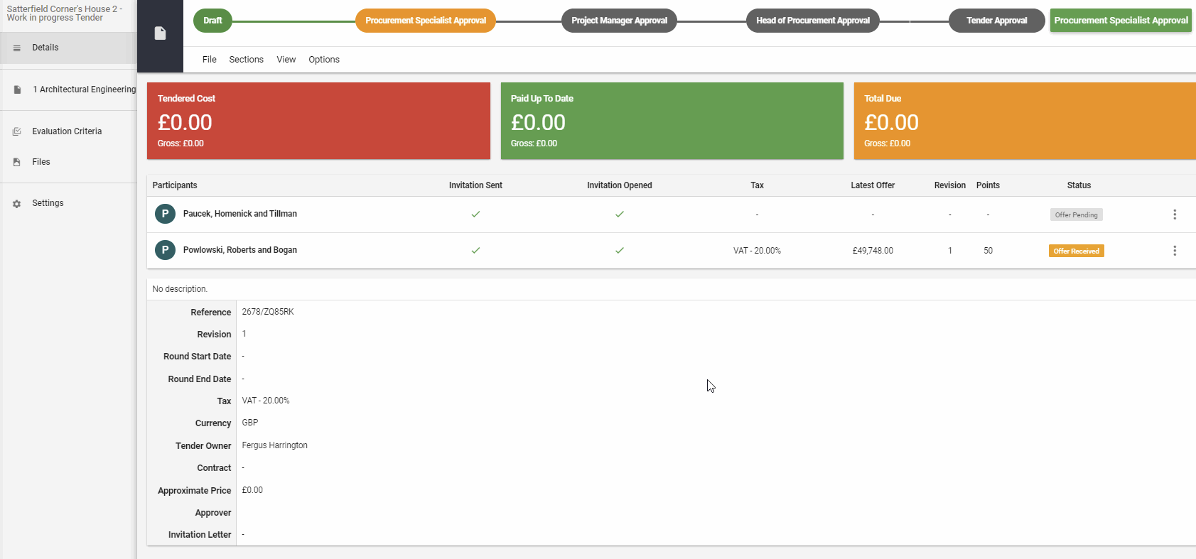 How to add the Tender offers from the suppliers? – Archdesk