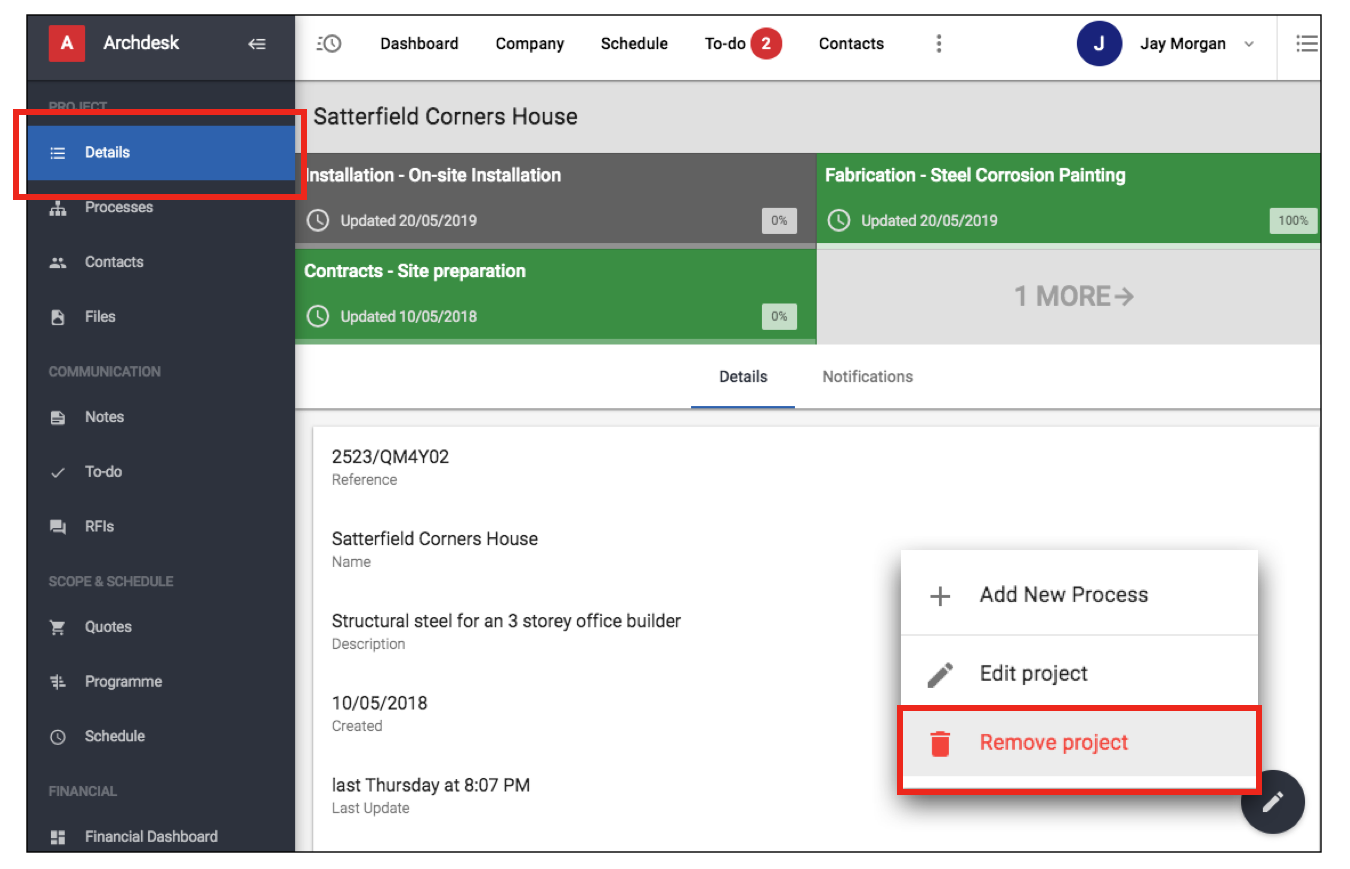 How To Delete A Project Archdesk