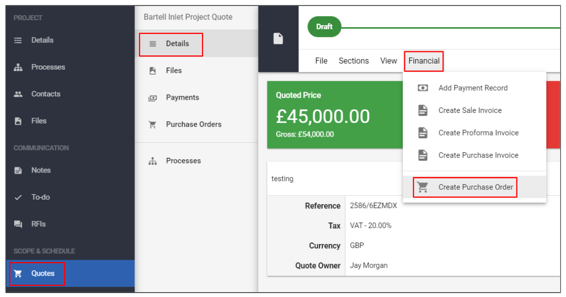 How to create Purchase Orders on quotes? – Archdesk