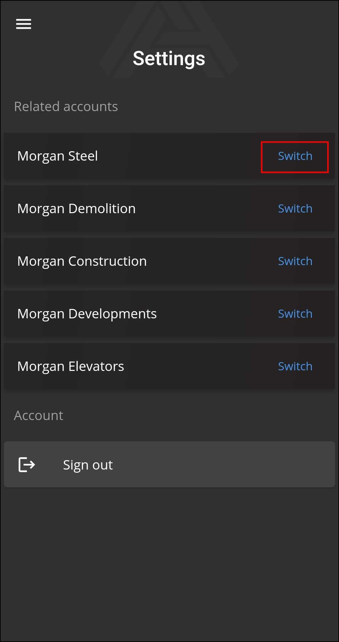 How to sign out or switch between business accounts on Archdesk Mobile ...